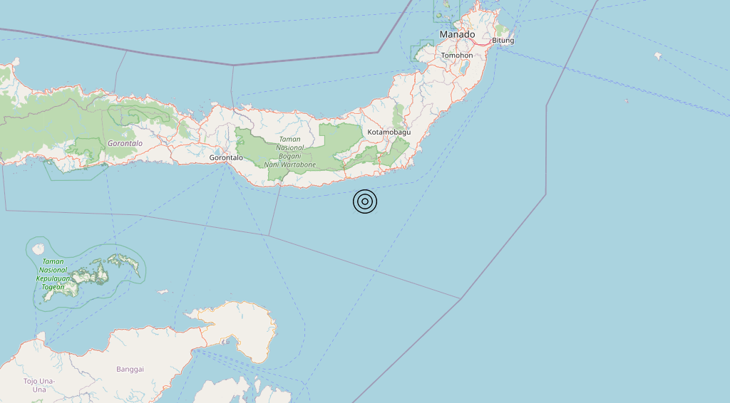 Terremoto Minahassa Peninsula, Sulawesi, Indonesia [Sea: Indonesia ...